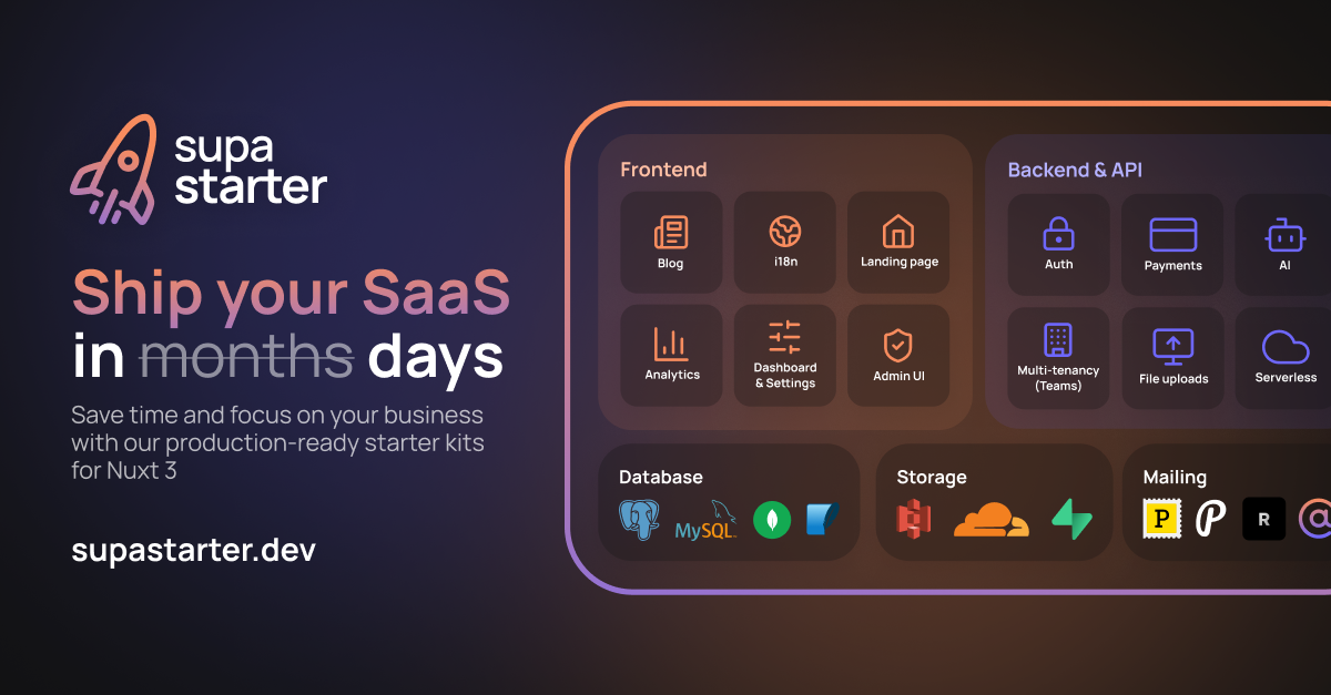 Supastarter Saas Starter Kit For Next Js And Nuxt
